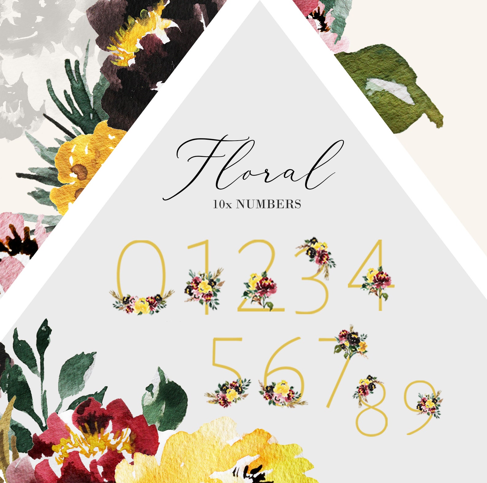 Flower Letters Watercolor Floral Alphabet Clipart Gold | Etsy