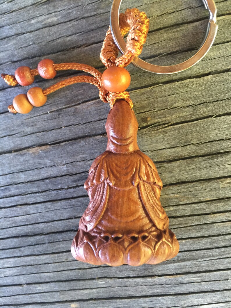 Nicely Carved Wood Kwan Yin Key Chain. Lovely Serene | Etsy
