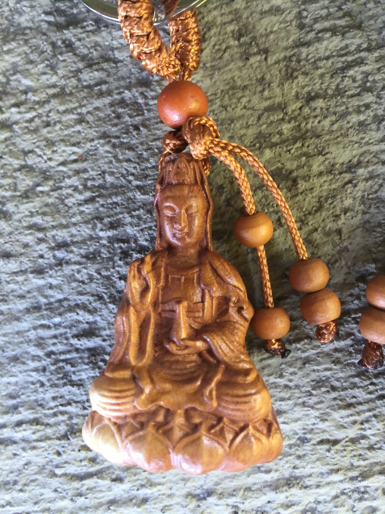 Nicely Carved Wood Kwan Yin Key Chain. Lovely Serene - Etsy