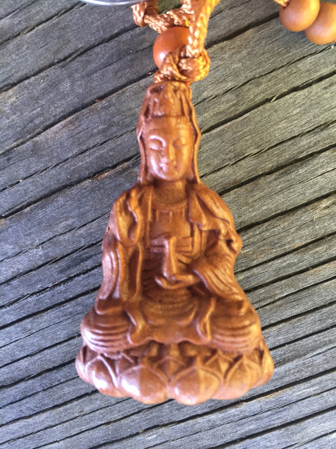Nicely Carved Wood Kwan Yin Key Chain. Lovely, Serene Expression ...