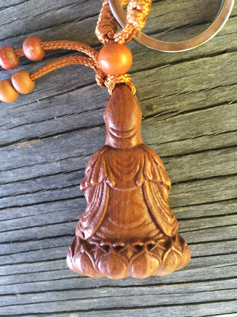 Nicely Carved Wood Kwan Yin Key Chain. Lovely Serene - Etsy