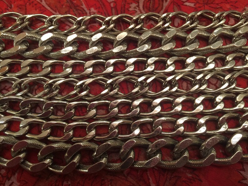 Curb Chain Multi Strand Statement Bracelet. 7 Strands Chunky Super ...