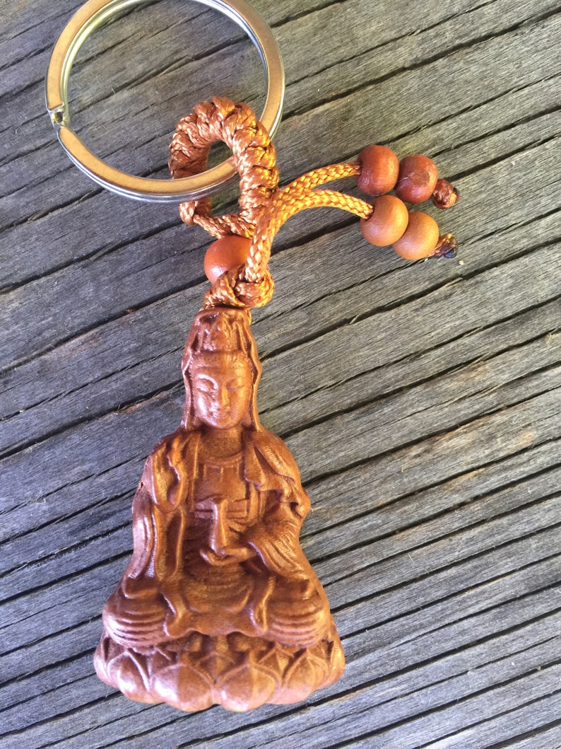 Nicely Carved Wood Kwan Yin Key Chain. Lovely Serene - Etsy