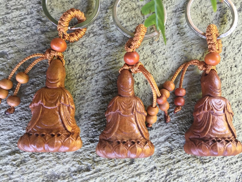 Nicely Carved Wood Kwan Yin Key Chain. Lovely Serene | Etsy