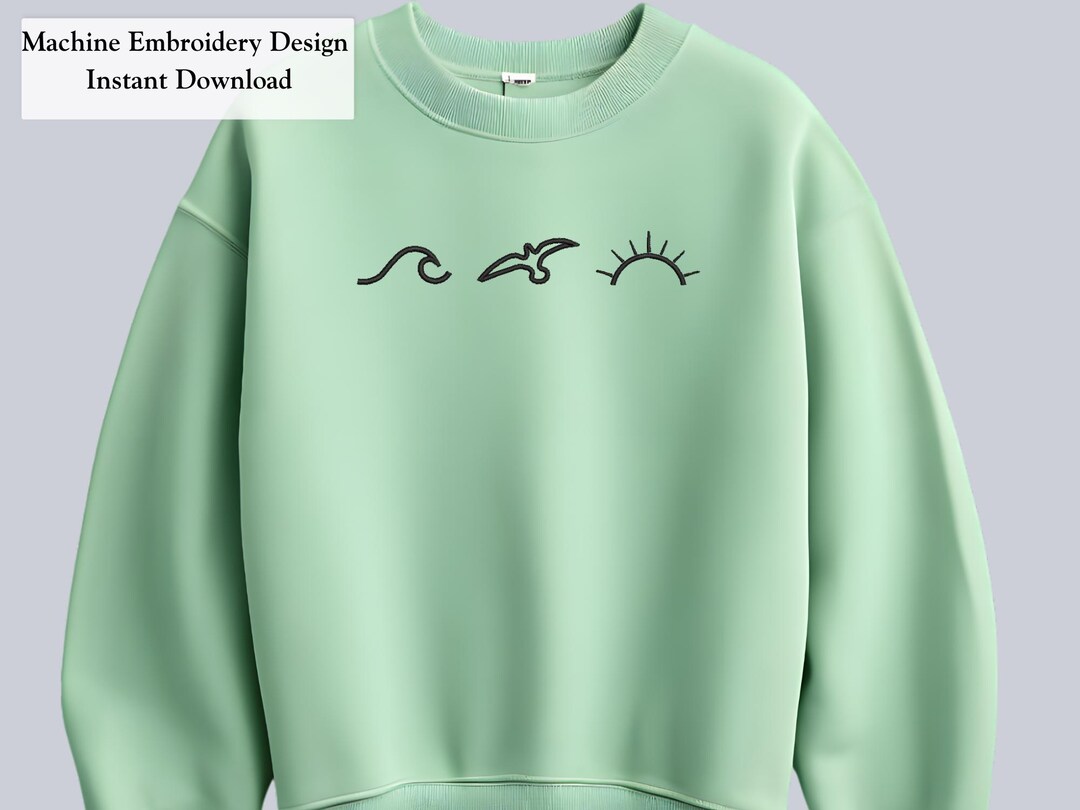 Coastal Wave Gull Sun Machine Embroidery Pattern Design – Sweatshirt ...