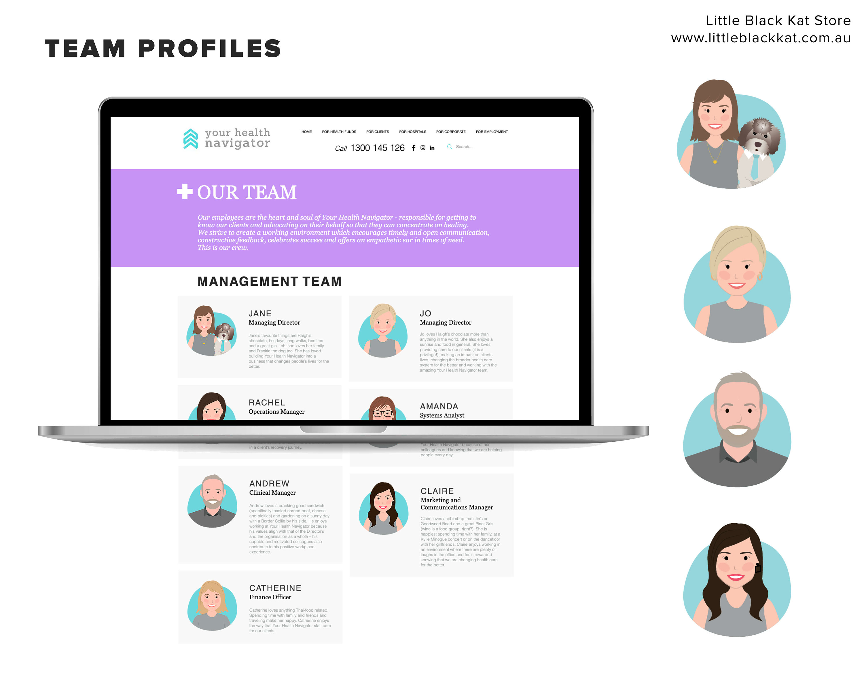 Custom Illustrated Avatars for team profiles staff photos | Etsy