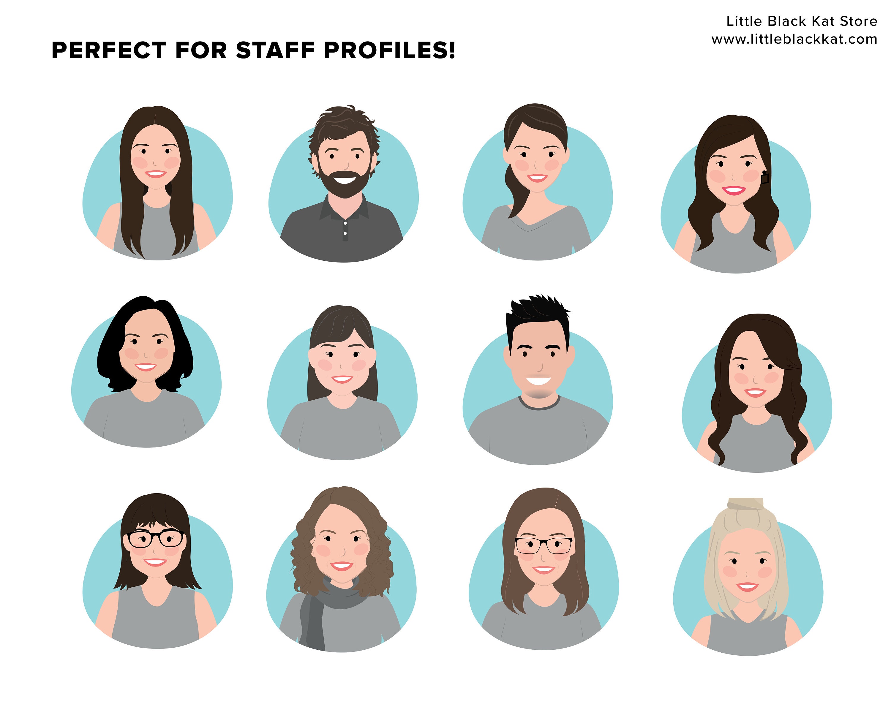 Custom Illustrated Avatars for Team Profiles Staff Photos - Etsy