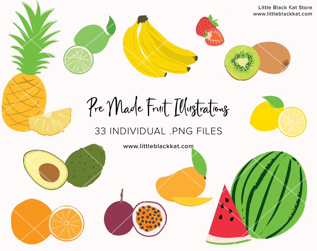 Fruit Clipart Graphics Summer Fruit Clip Art Illustrations Fruit Theme ...
