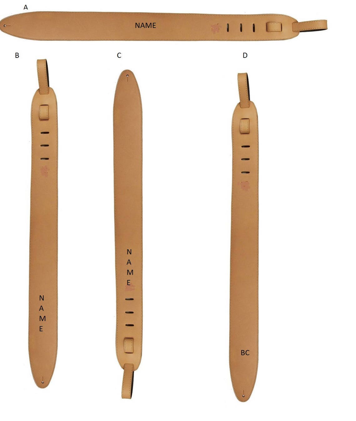 Guitar Strap Custom Personalized, Name or Initials Full Leather Guitar ...