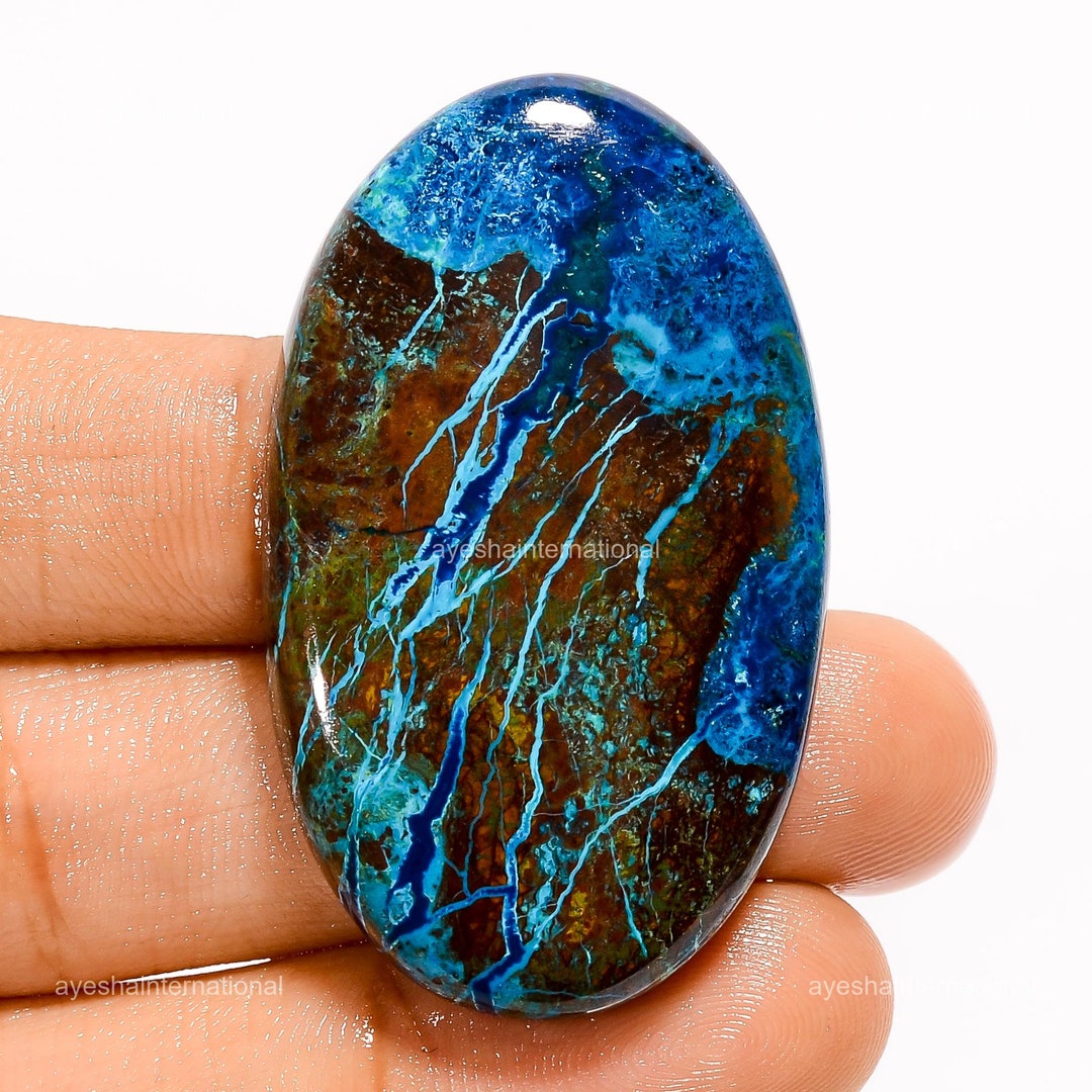 55.50 Cts Azurite Gemstone/ Blue Azurite Cabochon/ Oval Azurite ...