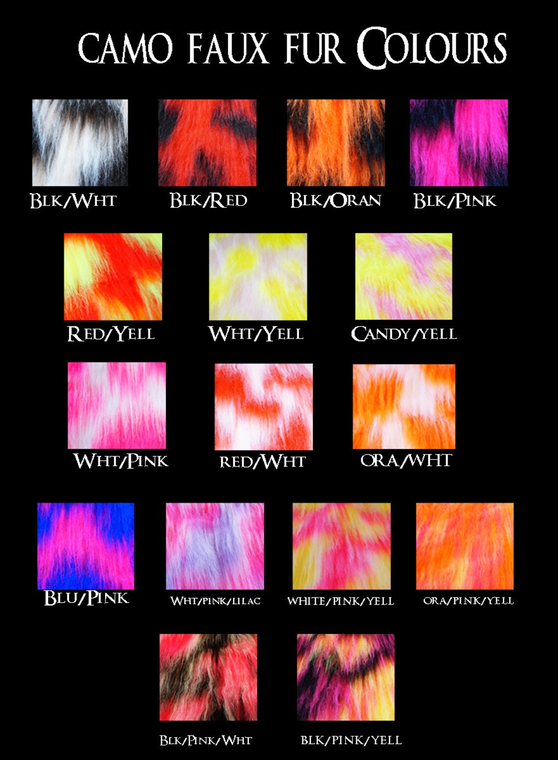 Funki-b Faux Fur Fluffy Camo Bright Neon Long Pile Fur Jacket - Etsy