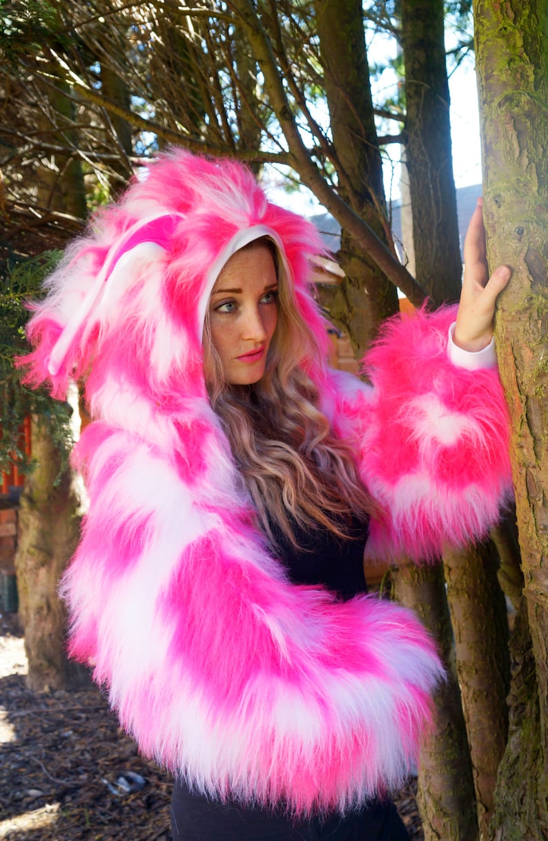 LINED MANY COLOURS Funki-b Faux Fur Fluffy Camo Bright Neon Long Pile ...
