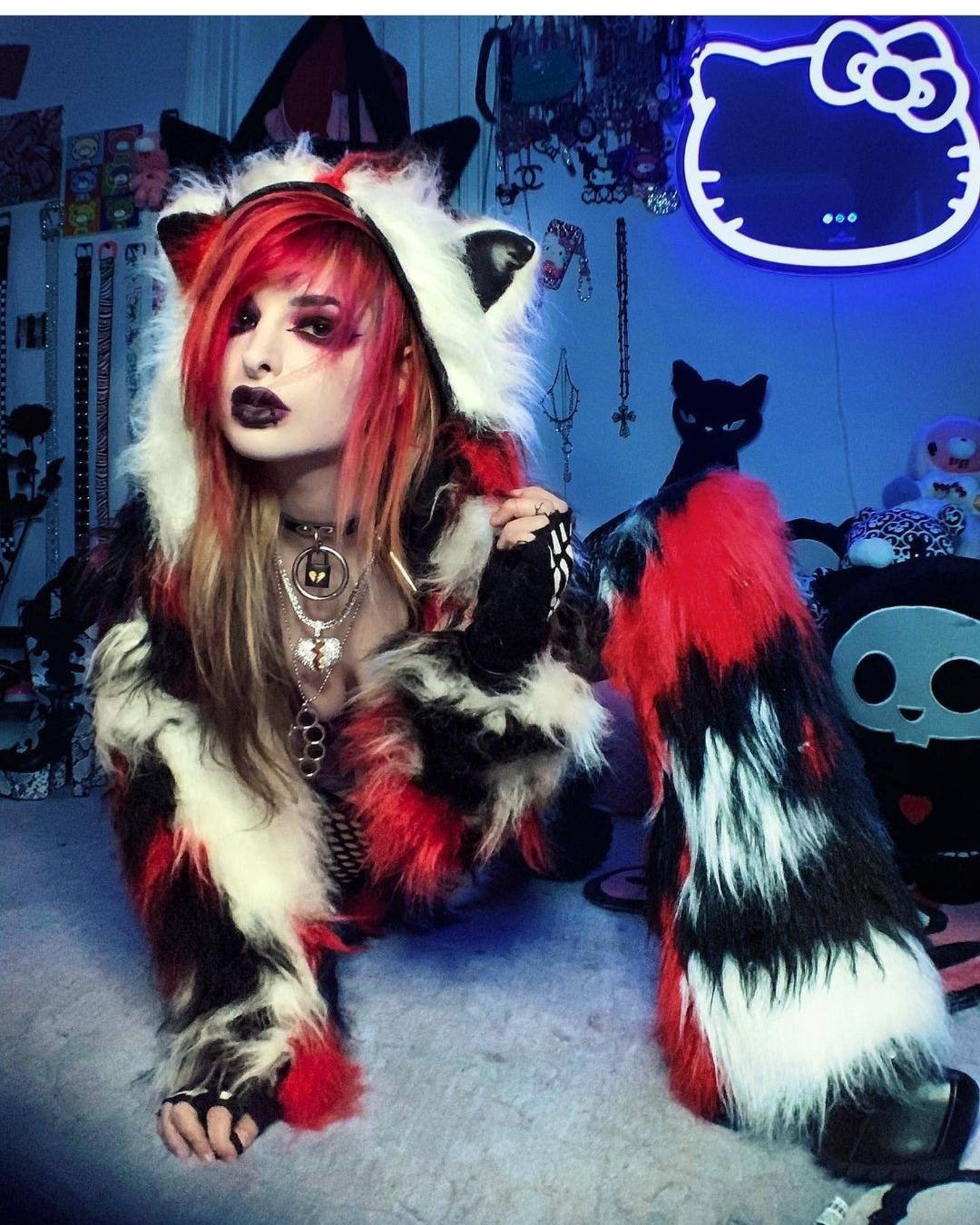 Funki-b Cat Shrug Patchwork Unique Wacky Trendy Colourful Faux Fur ...