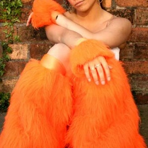 Fluffy Furry Leg Warmers and Cuff Set Neon Plain Faux Fur Lots of ...