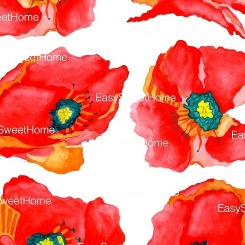 Red Poppy Decals Set of 6 Hand-painted Decals for Walls | Etsy