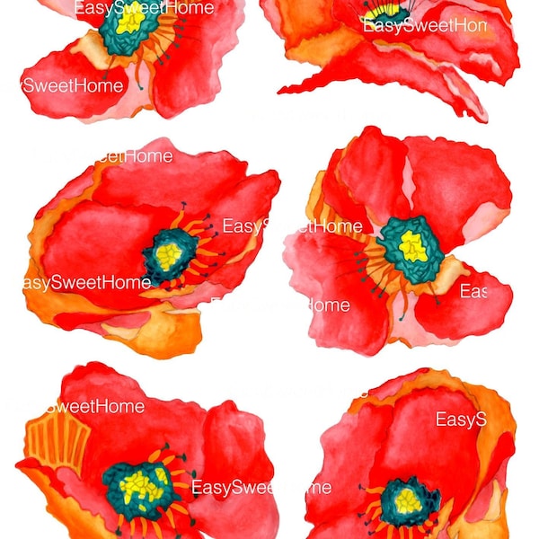 Poppy Flower Wall Decal - Etsy