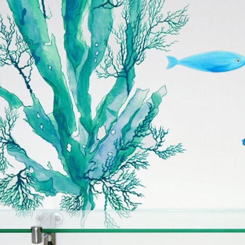 Wall Decal Blue Algae Bathoom Decor Decals for Tiles Walls - Etsy
