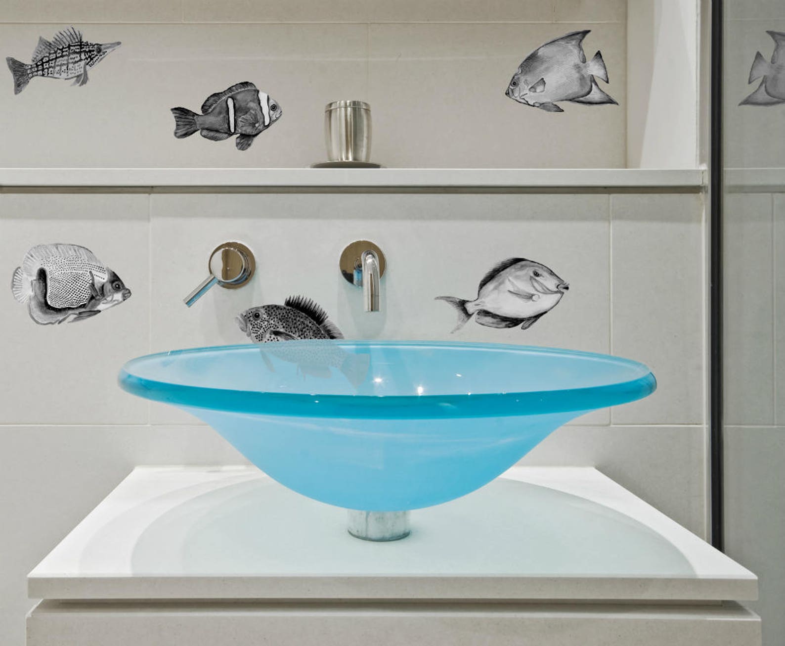 Fish Wall Decals Bathroom Decor Home Decor Black Ink - Etsy