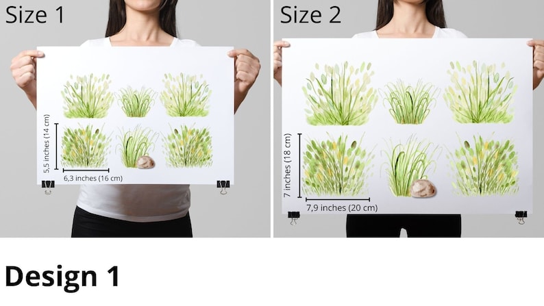 Watercolor Grass Wall Decals Sectioned Fresh & Functional - Etsy