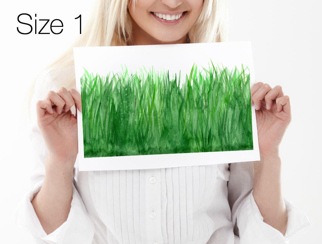Grass Wall Decals for Seamless Border, Watercolor Grass Decals for Tile ...