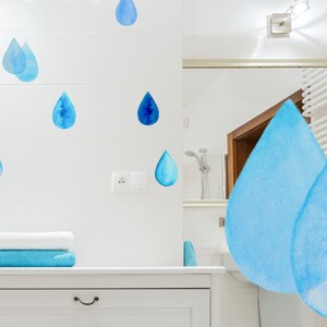 Wall Decals Watercolor Drops in Aqua Blue, Set of 9 Tile Decals ...