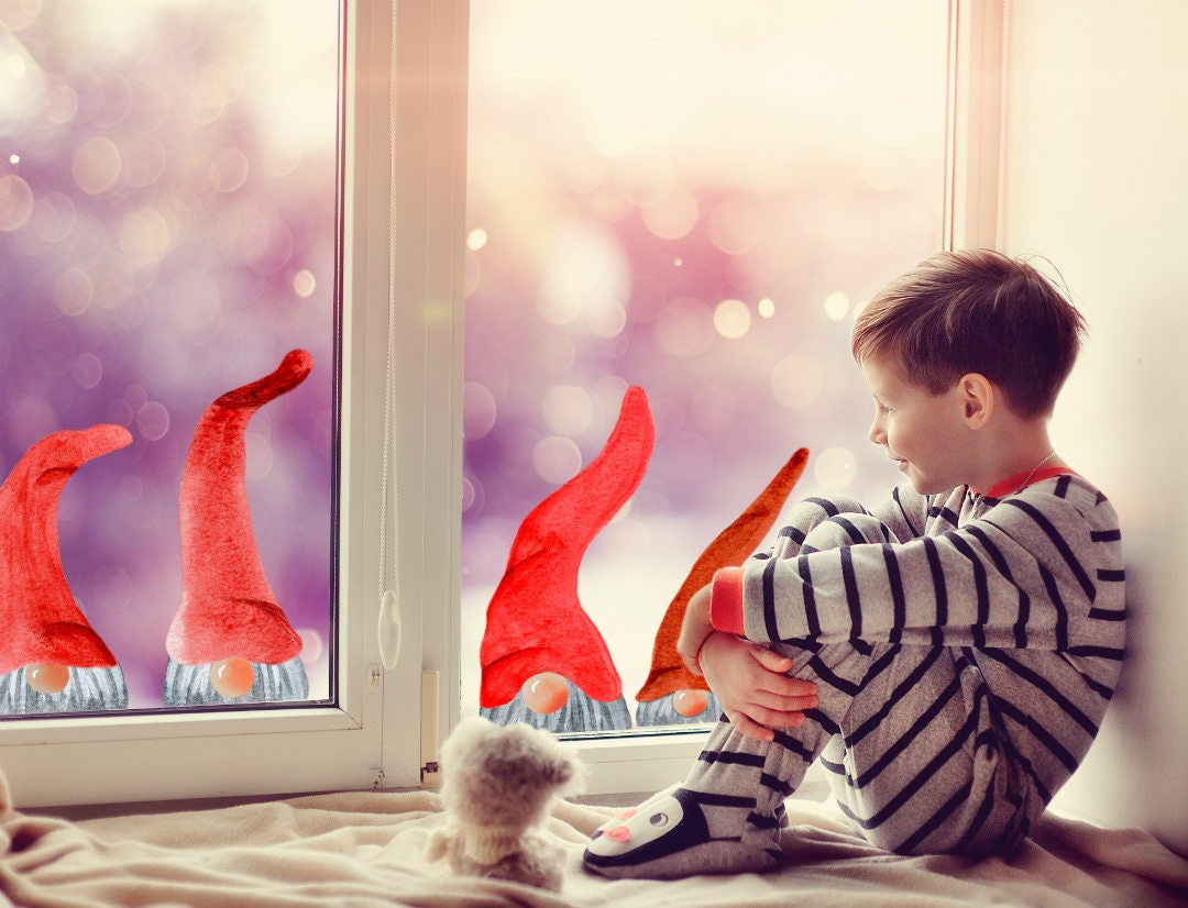 Elves Window Decals, Peeping Gnomes 6-set, Reusable Window Clings ...