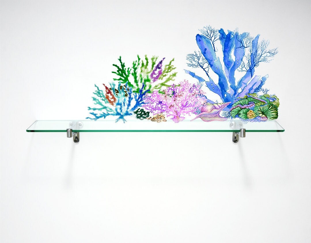 Coral Reef Decal, Blue/purple, Bathroom Décor, Decals for Tiles, Walls ...