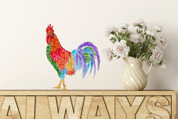 Rooster Wall Decal Rooster Wall Sticker Decals for Tiles - Etsy