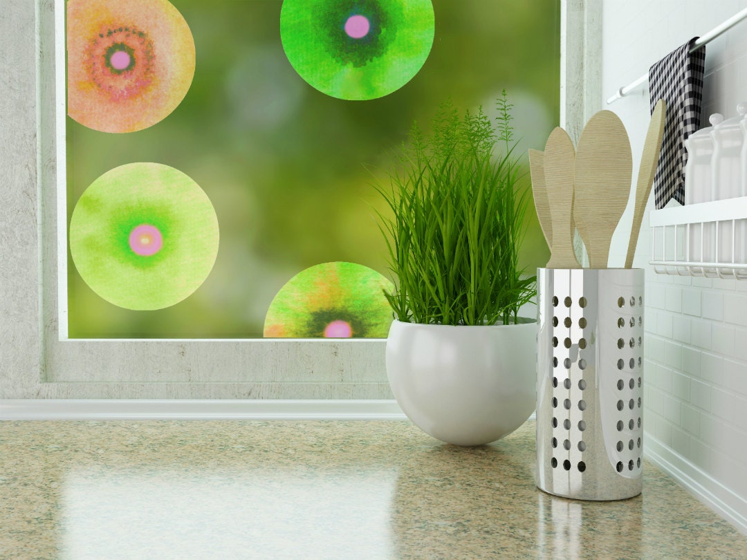Happy Watercolor Dots in Green, Glass Decals, Hand-painted Decals for ...