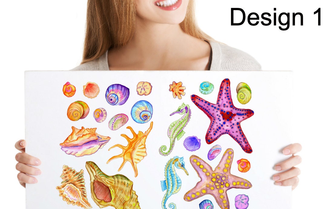 Wall Decals Sea Shells Starfish Decals Sea Life Decals for - Etsy