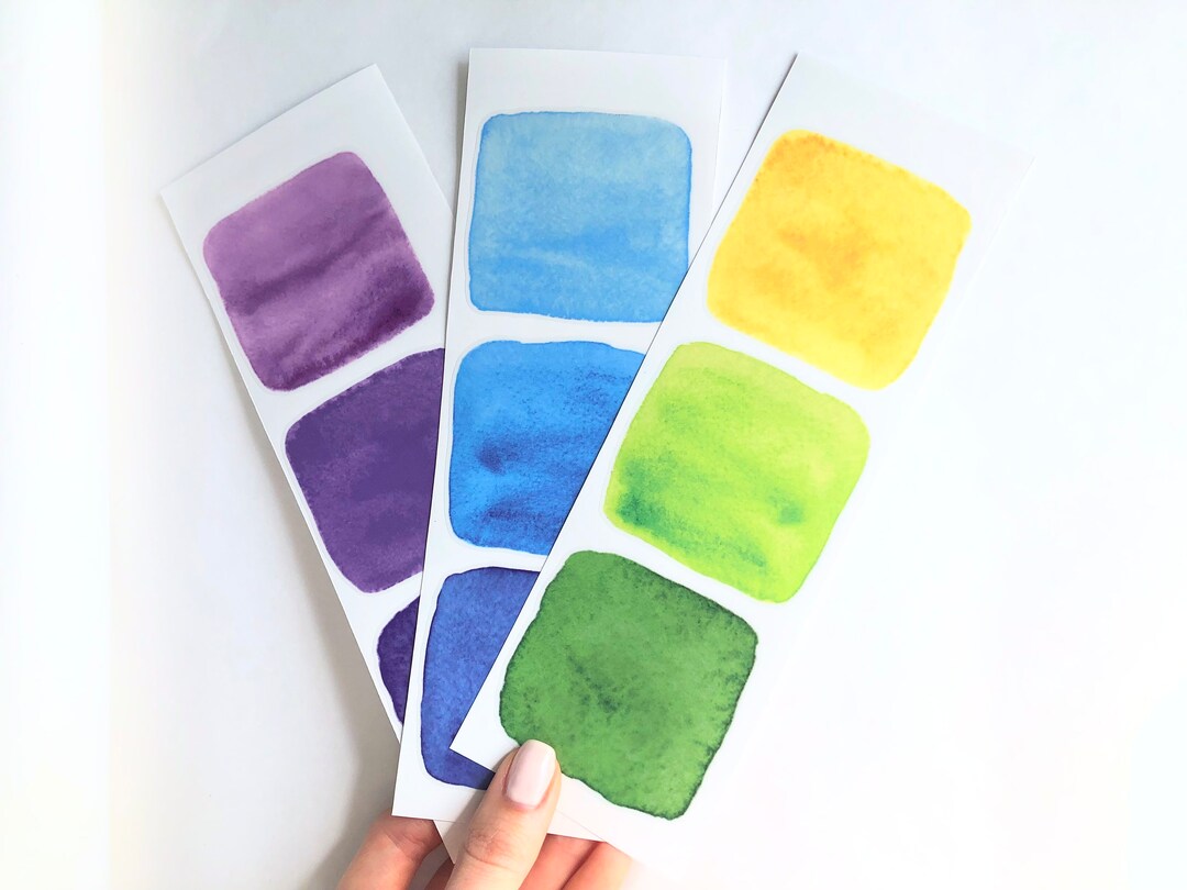 Wall Decals Watercolor Squares Rainbow Colors Tile Decals - Etsy