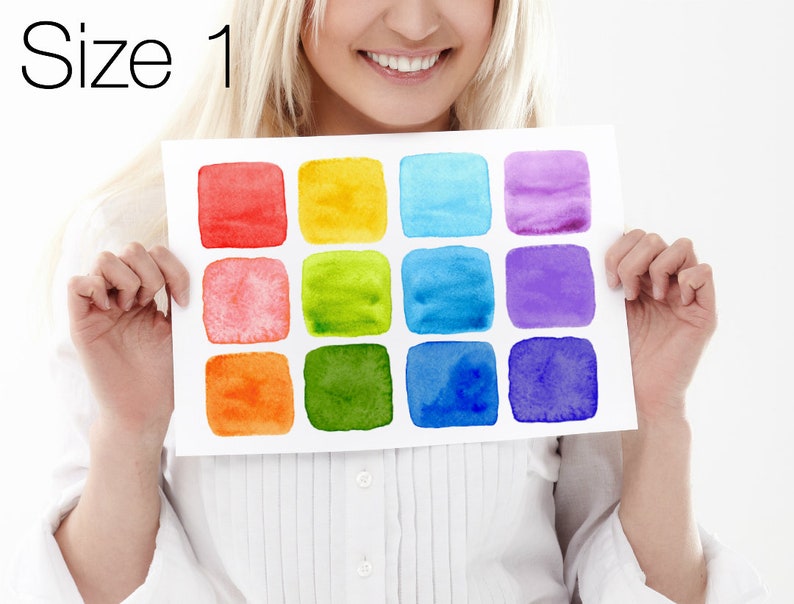 Wall Decals Watercolor Squares, Rainbow Colors, Tile Decals, Furniture ...