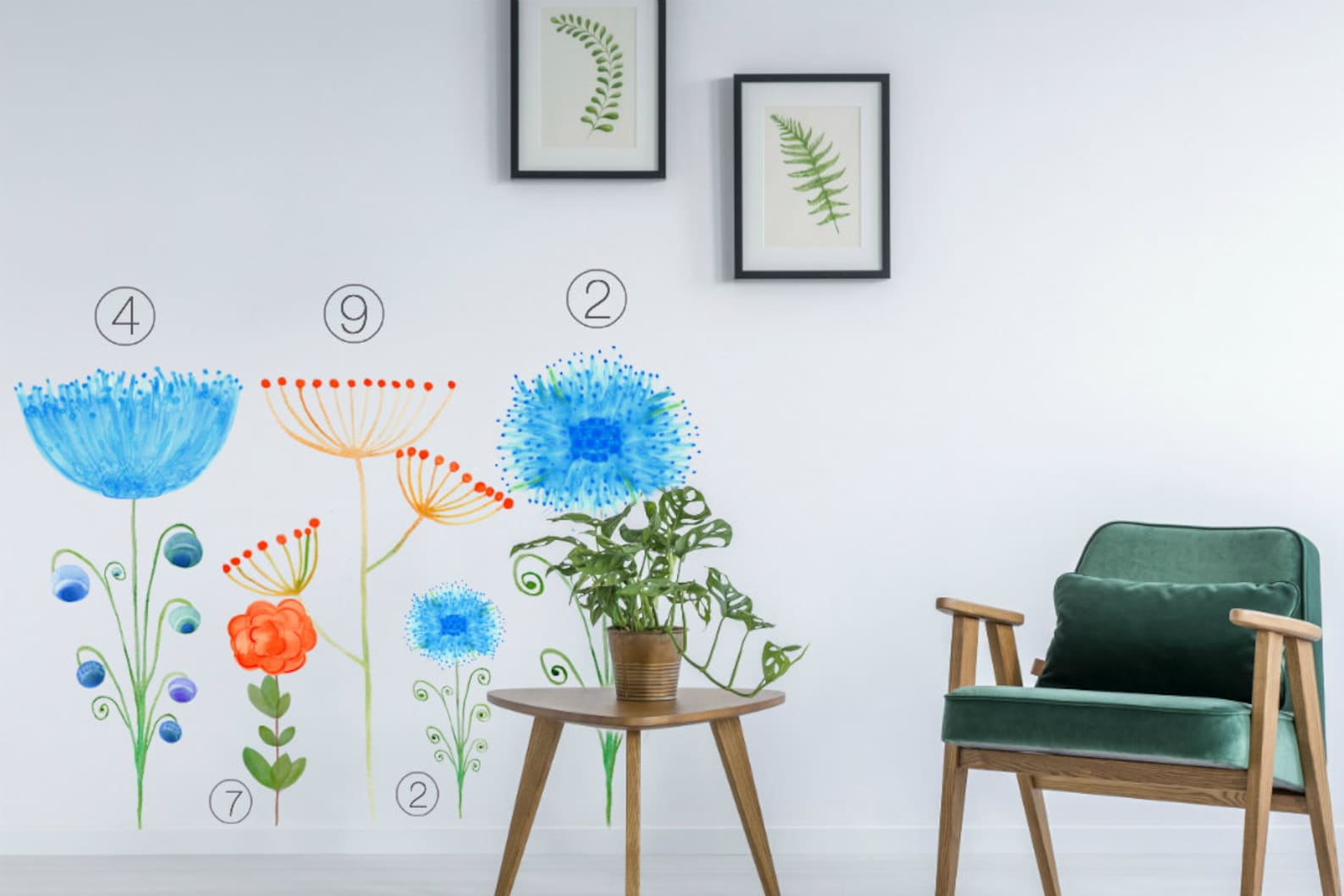 Wall Decal Giant Flower Blue No. 4, Home Décor, Bedroom Décor, Floral ...
