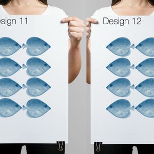 Blue Denim Fish Wall Decals, Bathroom Decor, Home Décor, Vintage Ocean ...