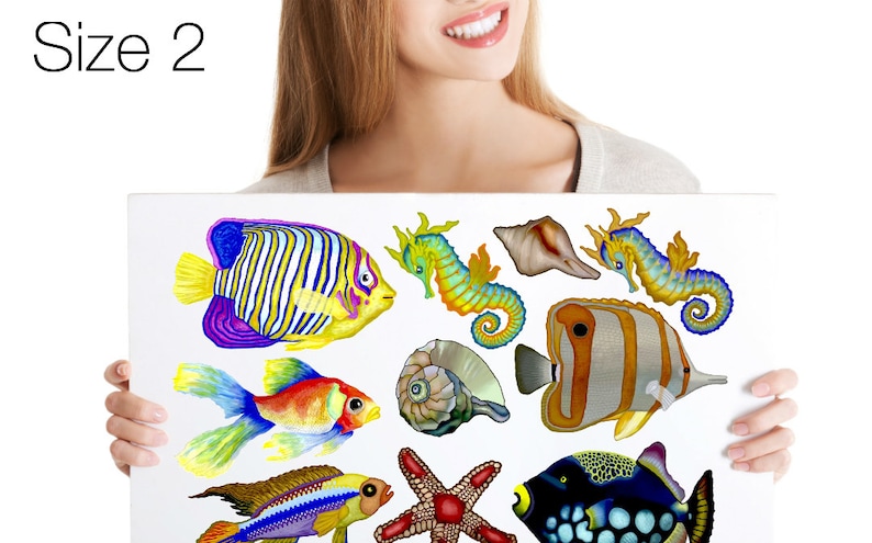 Tropical Fish Decals, 10 Wall Decals Fish, Home Décor, Bathroom Décor ...