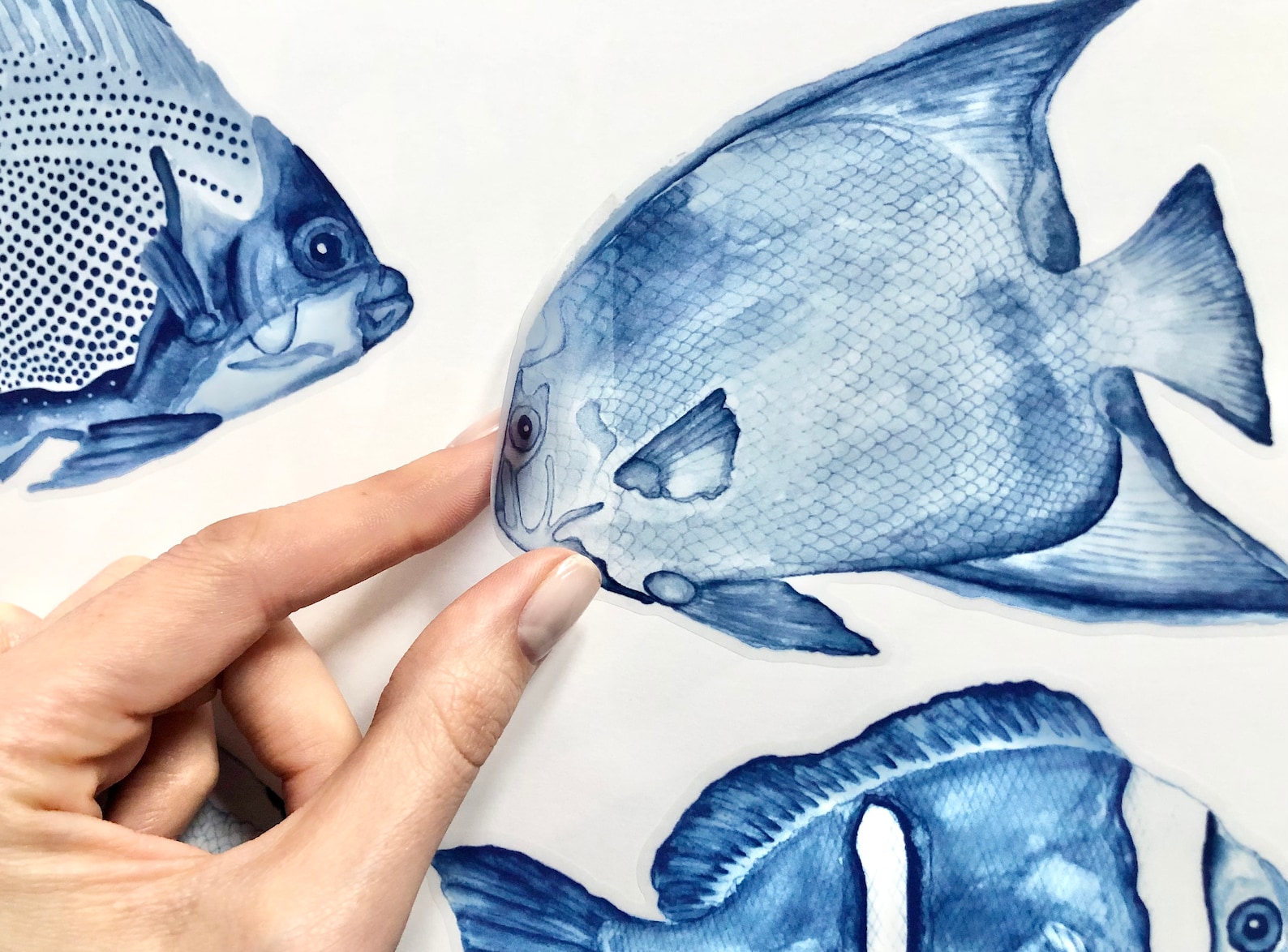 Blue Denim Fish Wall Decals, Bathroom Decor, Home Décor, Vintage Ocean ...