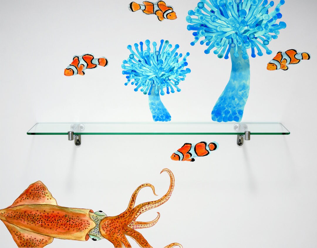 Squid Wall Decal Hand-painted Decals for Tiles Walls and | Etsy UK