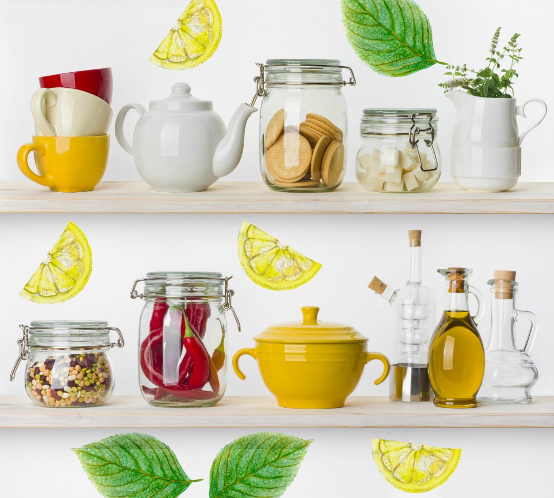 Green Leaf Wall Decals 5-Set Hand-Painted Leaf Decals for | Etsy