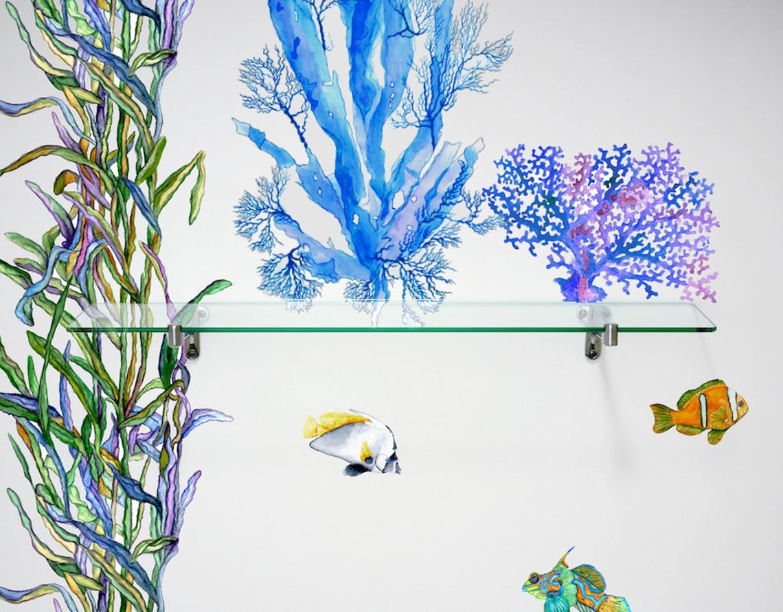 Wall Decal Blue Algae Bathoom Decor Decals for Tiles Walls - Etsy