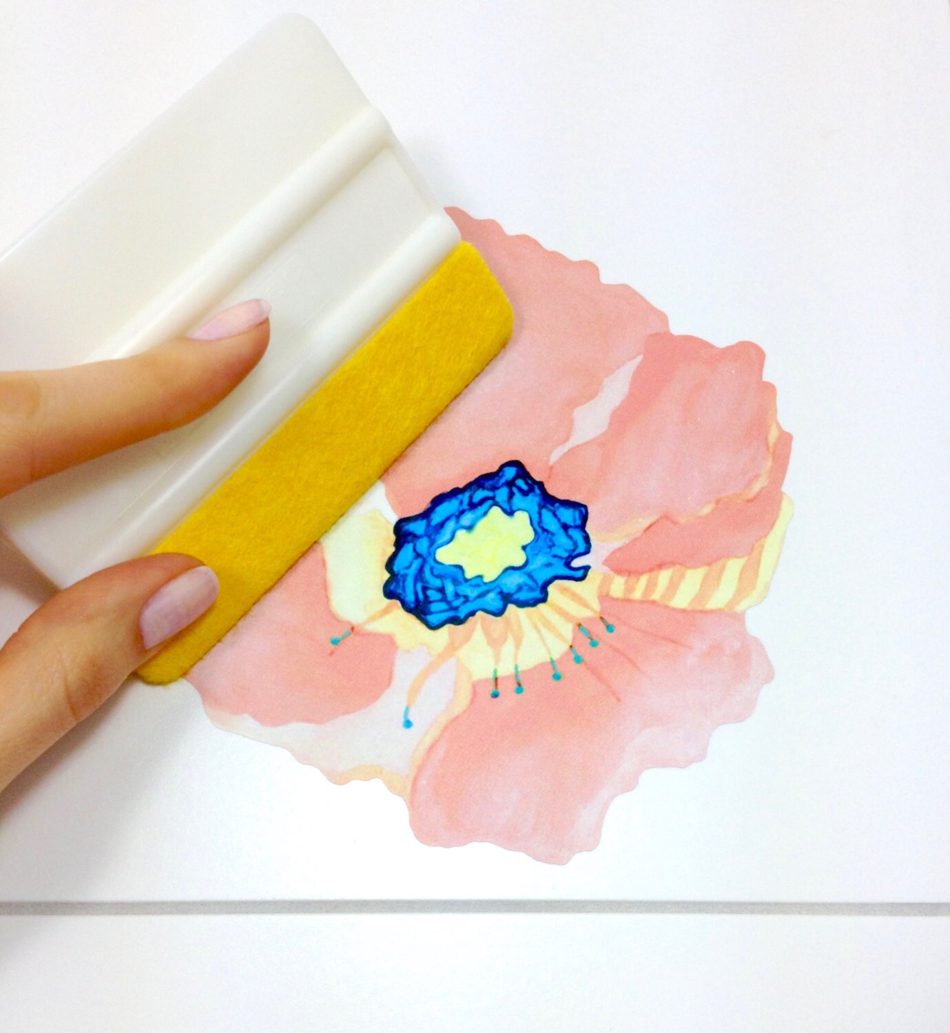 Poppy Wall Decals 6-set Peach Sorbet Hand-painted Decals for | Etsy