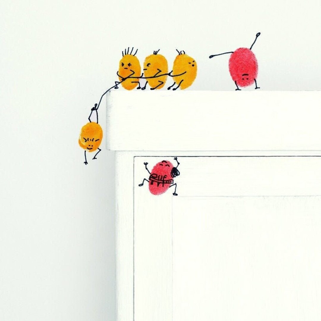 Fingerprints Wall Decals, Playroom Décor, 18-set Fingerprint Men Vinyl ...