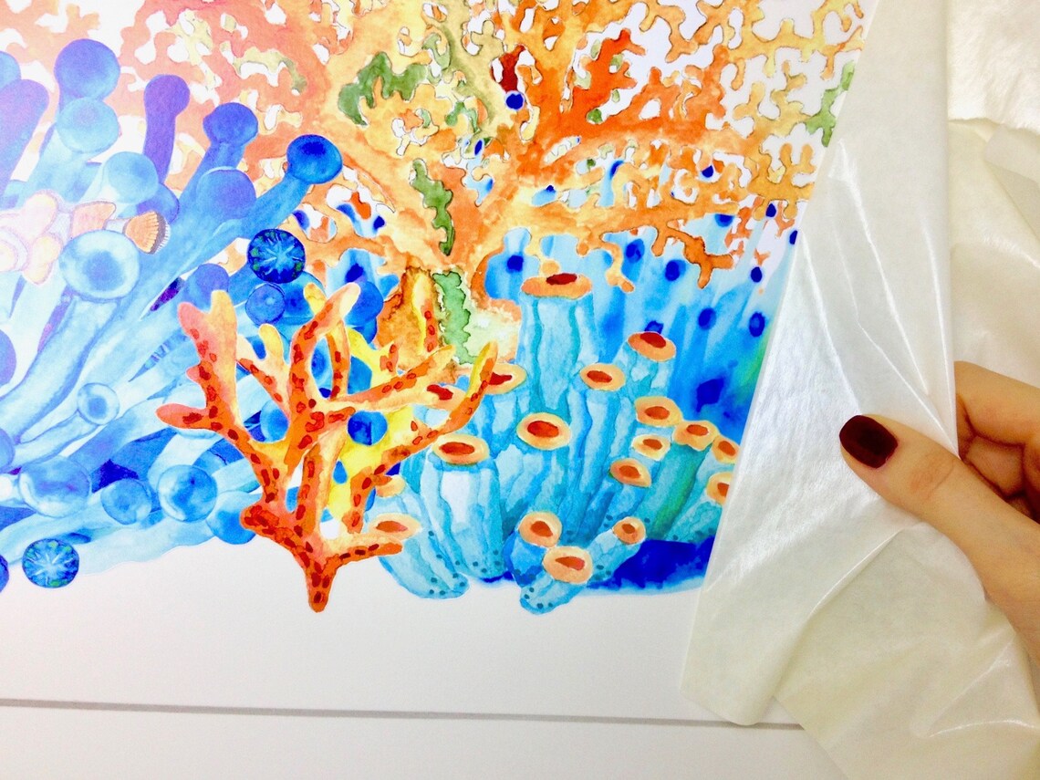 Coral Reef Wall Decal Anemone Wall Decal Bathroom Decals | Etsy