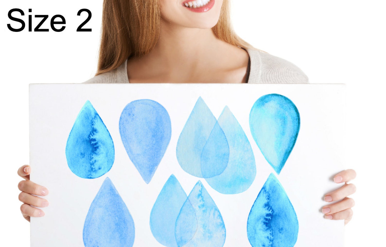 Wall Decals Watercolor Drops in Aqua Blue, Set of 9 Tile Decals ...