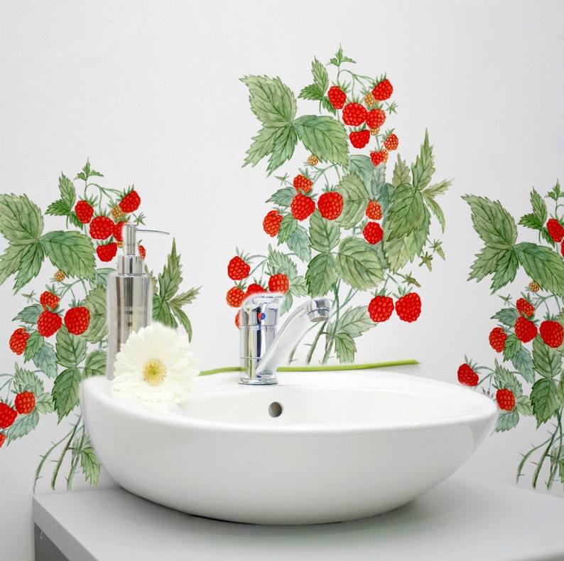 Wall Decal Raspberry Bush Home Décor Furniture Decals - Etsy