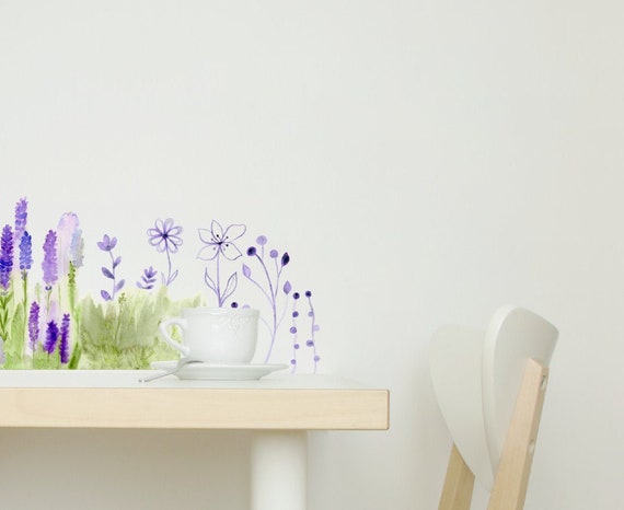 Wall Decals Lavender Watercolor Decals for Walls Ceramic | Etsy
