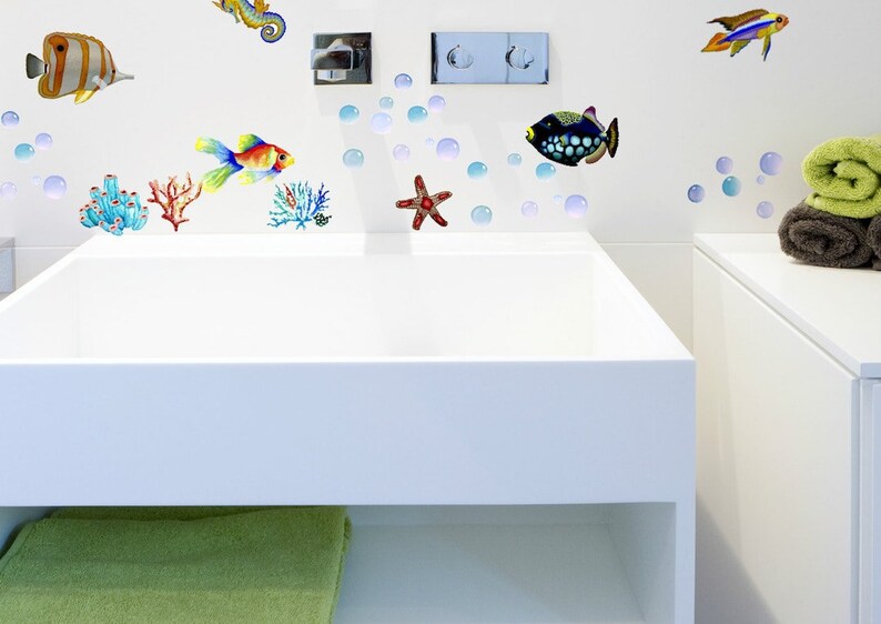 Tropical Fish Decals, 10 Wall Decals Fish, Home Décor, Bathroom Décor ...