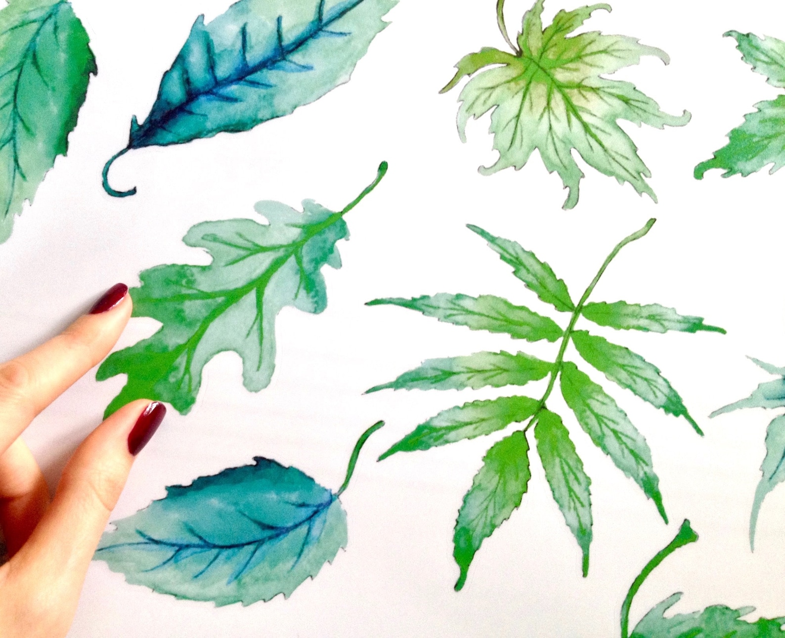 Leaf Decals Green 14-set Removable Leaf Wall Decals - Etsy