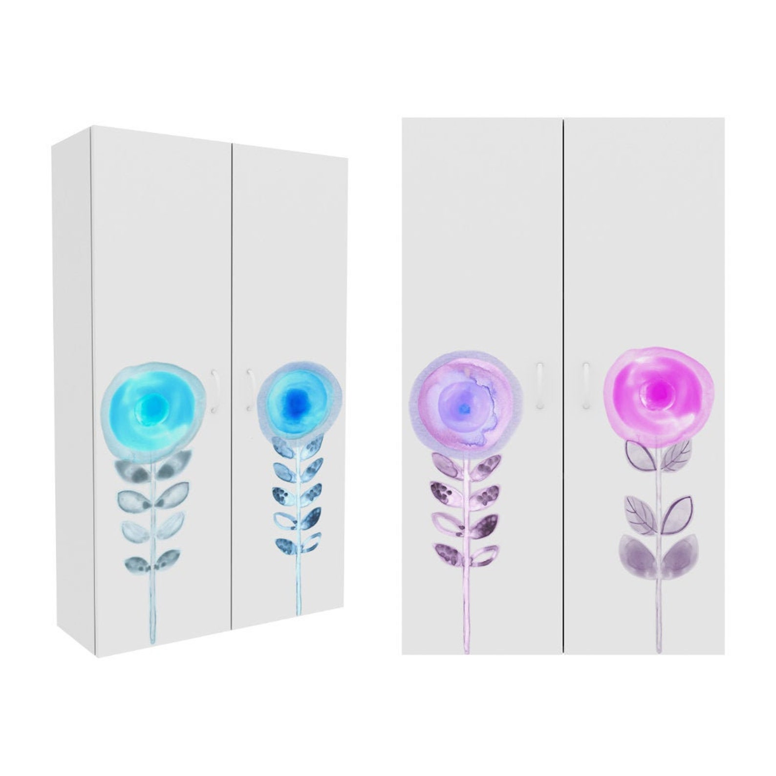 Wall Decal Flower, Magenta Flower Decal - Aura Meadow Collection ...