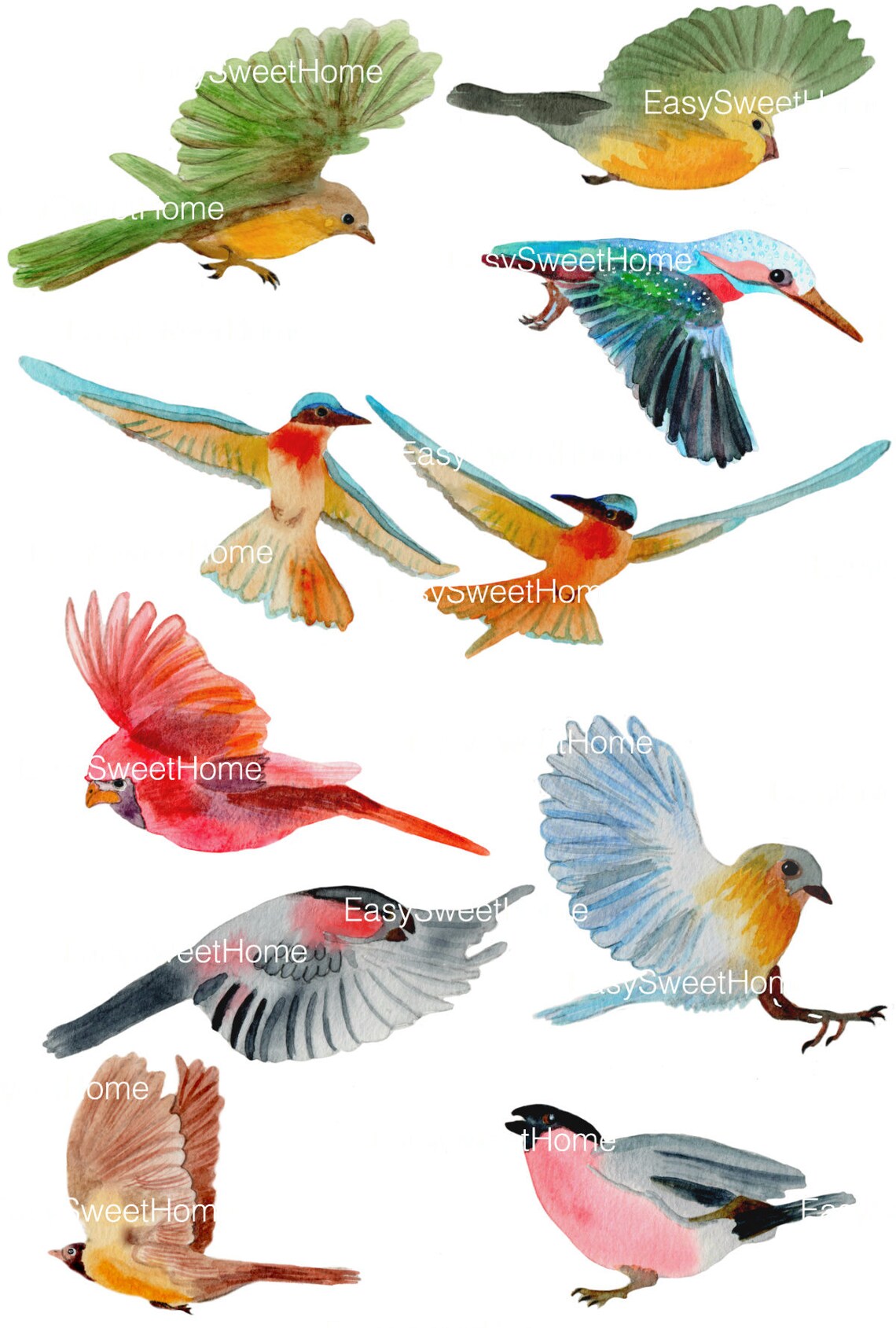 Wall Decals Birds Flying 10-set, Bird Decals for Walls, Furniture ...