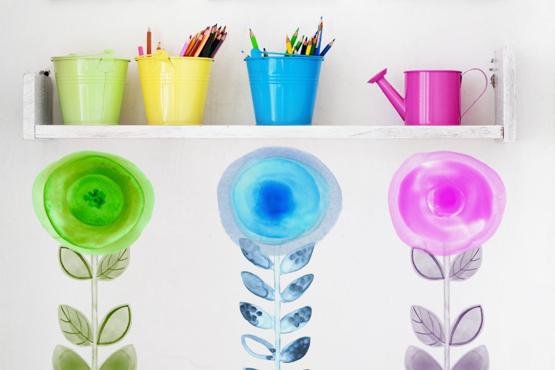 Wall Decal Flower, Magenta Flower Decal - Aura Meadow Collection ...